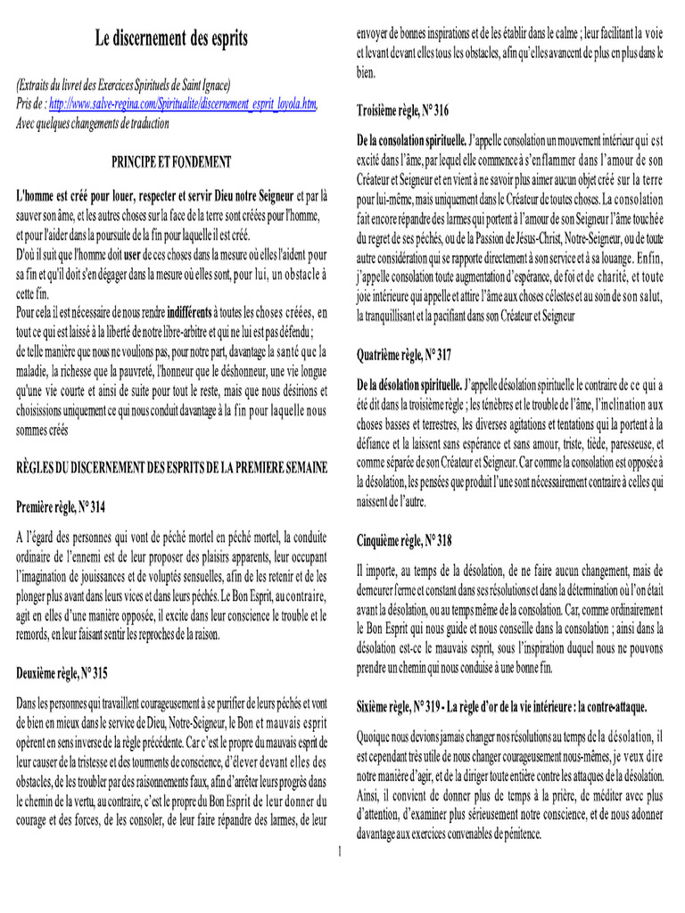 Règles Du Discernement | PDF