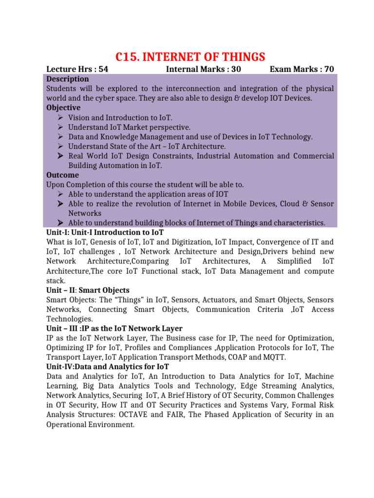 IoT Syllabus | PDF