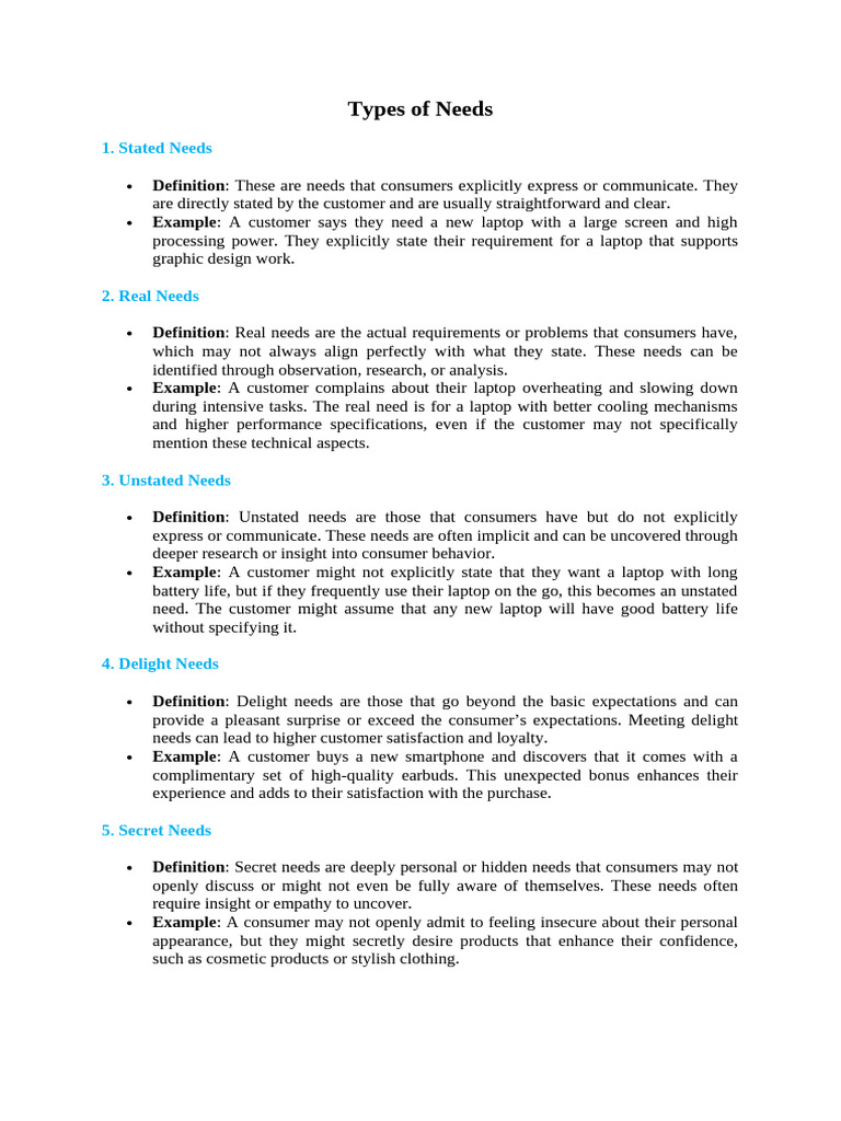 Types of Needs | PDF