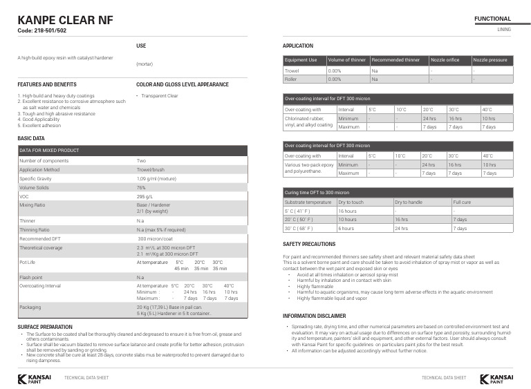 TDS - Kanpe Clear NF-1710470932 | PDF