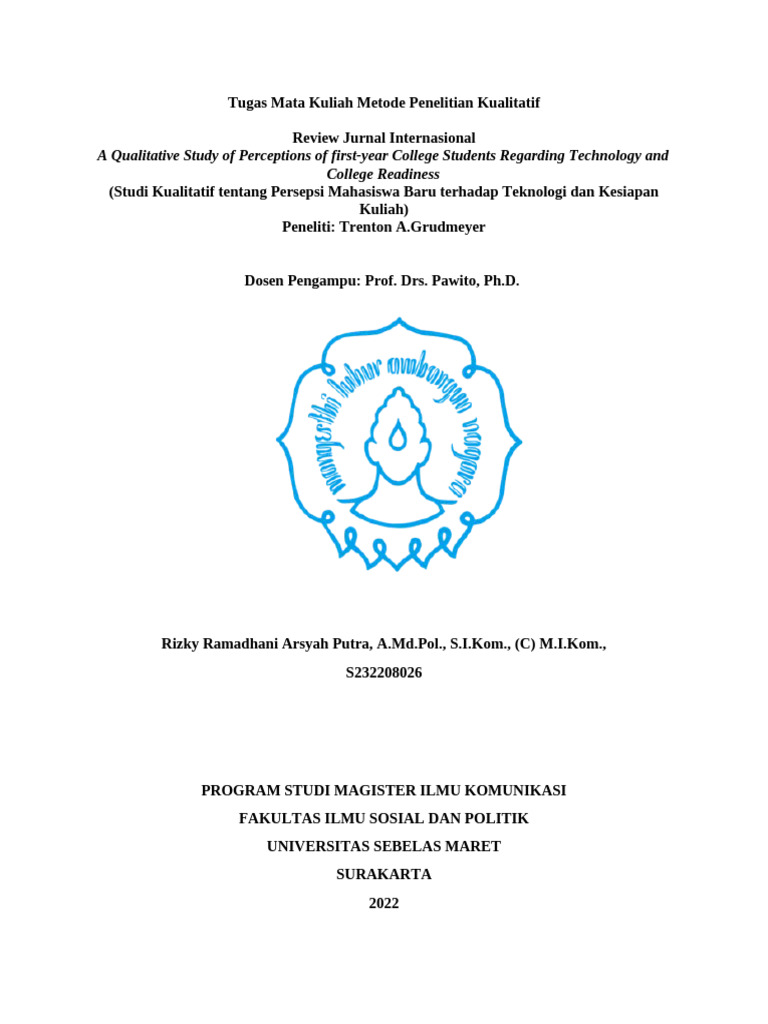 Contoh Tugas - MK - Metlit Kualitatif | PDF