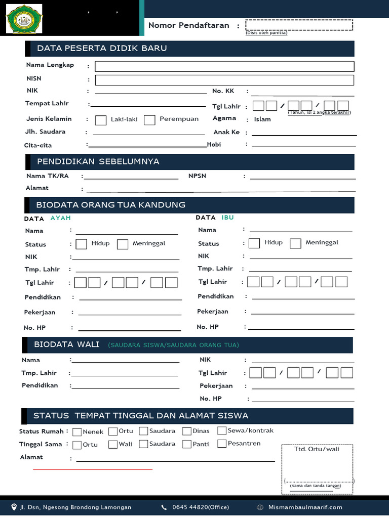 Form-PPDB-2023-2024-MIS MAMBAUL MAARIF | PDF