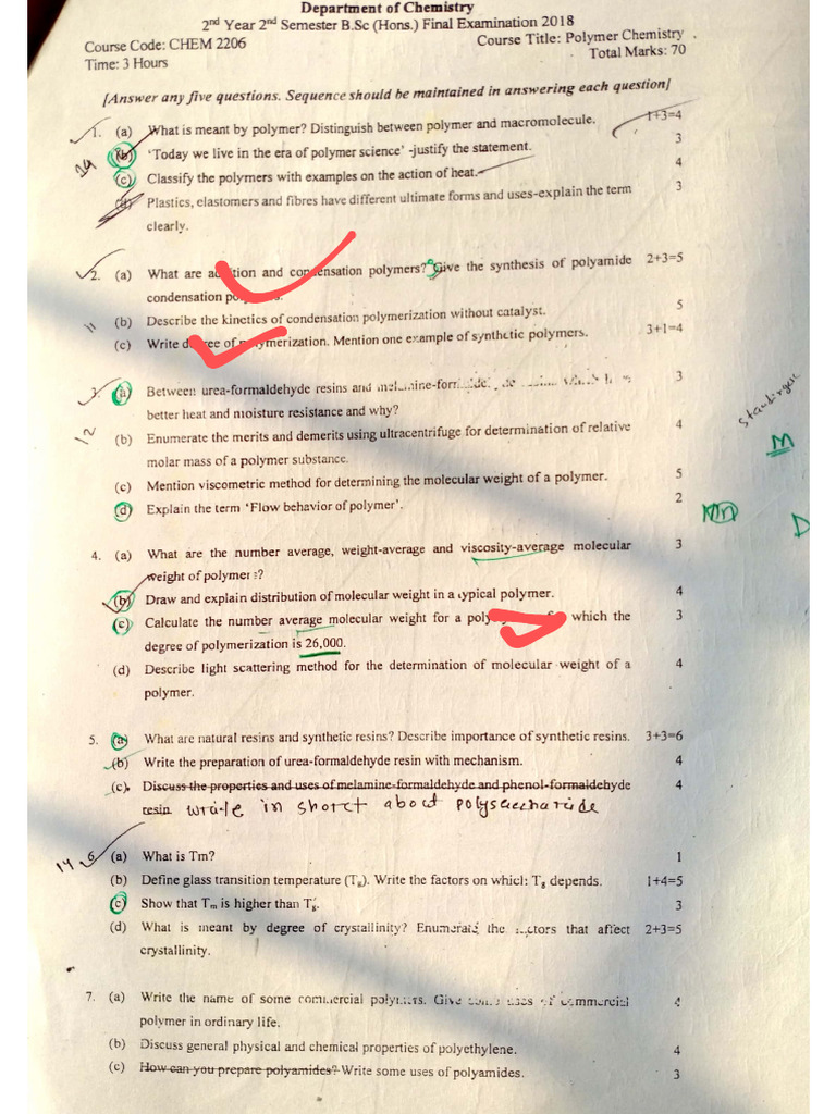 Polymer Chemistry Question | PDF