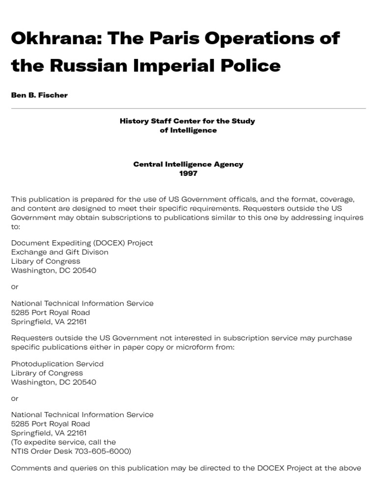 Okhrana The Paris Operations | PDF