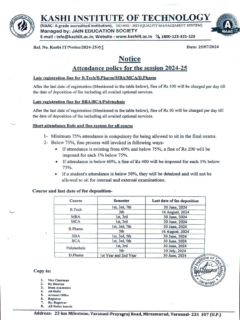 Notice Attendance Policy 24-25 | PDF