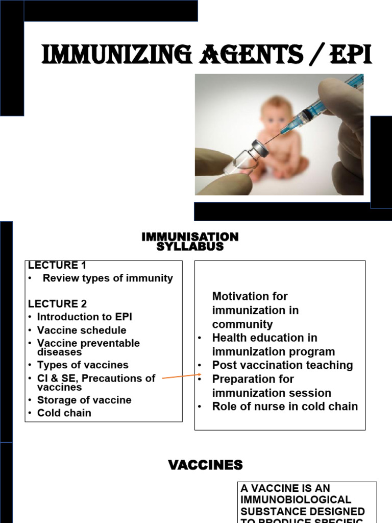 Vaccines, EPI - Student Copy - BSN Lecture2 | PDF | Vaccines | Pediatrics