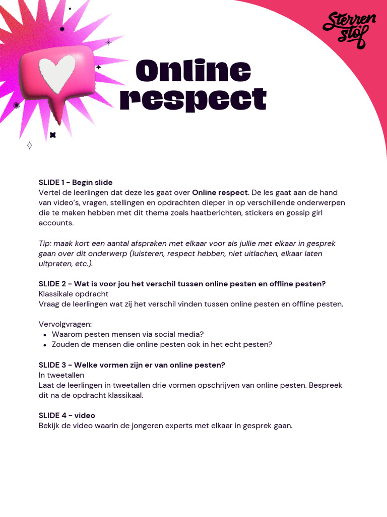 Lesinstructies - Online Respect | PDF