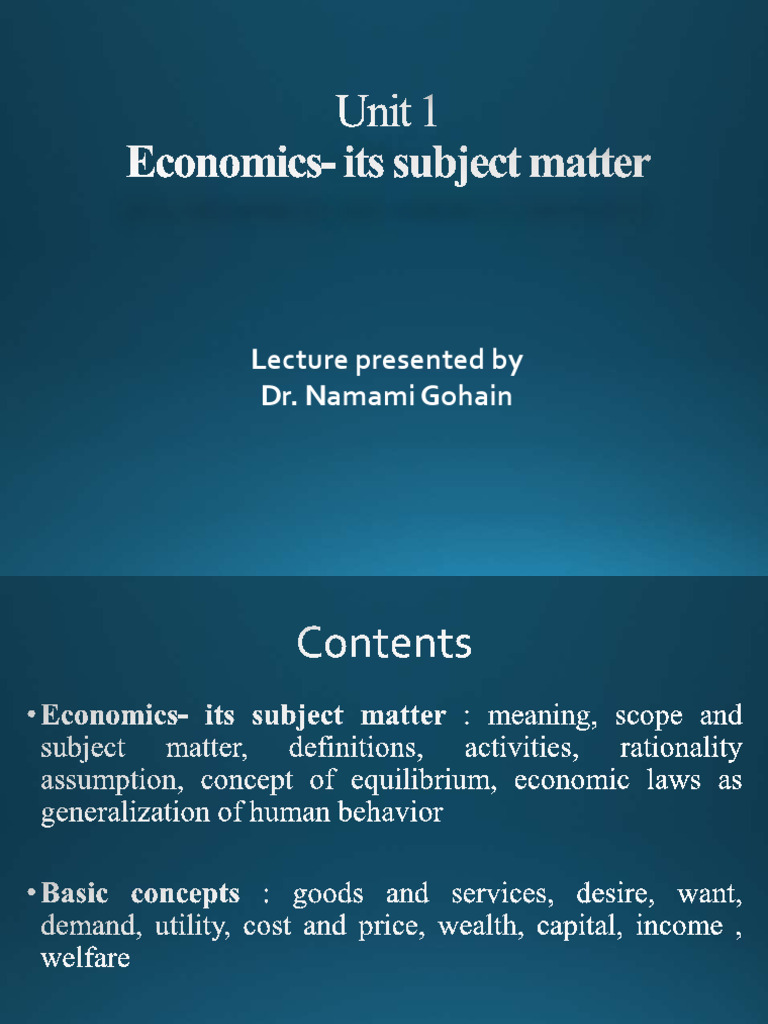 Economics Unit 1 | PDF