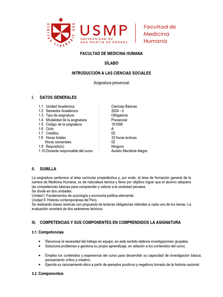 SILABO INT CIENCIAS SOCIALES 2024 II - v2 | PDF