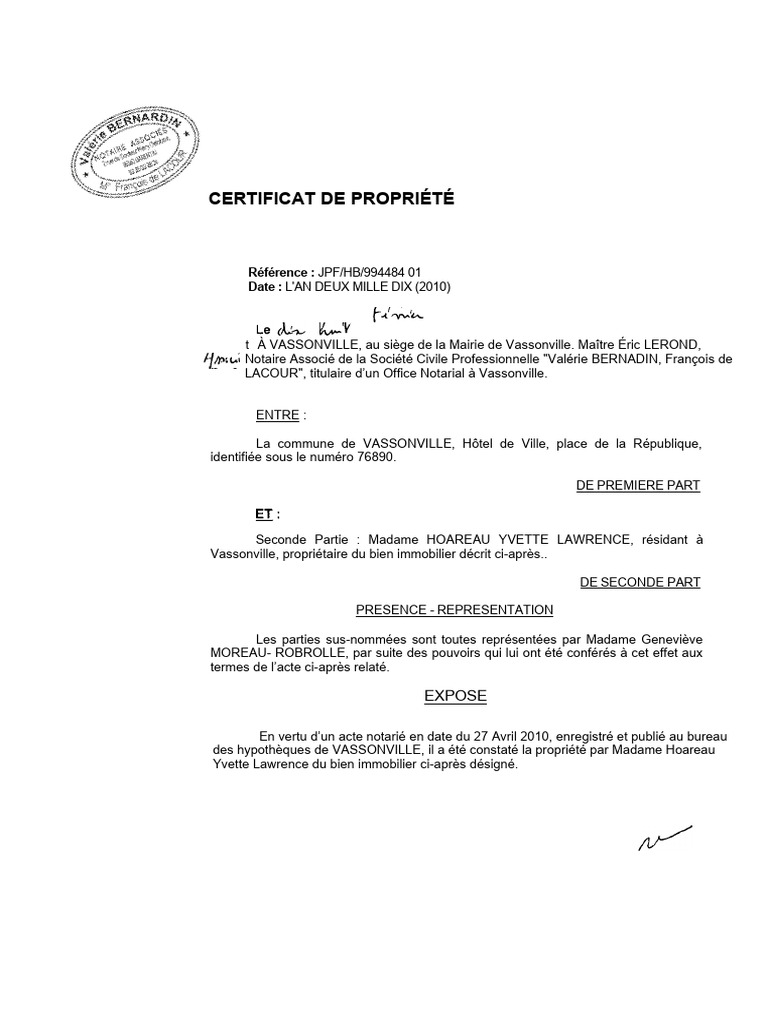 Comment Obtenir Une Attestation De Propriete