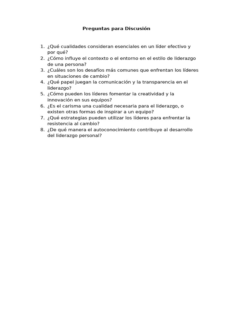 Preguntas para Discusión | PDF
