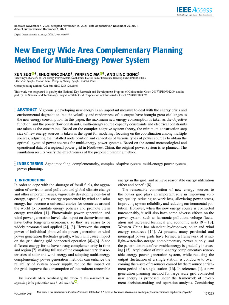 New Energy Wide Area Complementary Planning Method For Multi-Energy ...