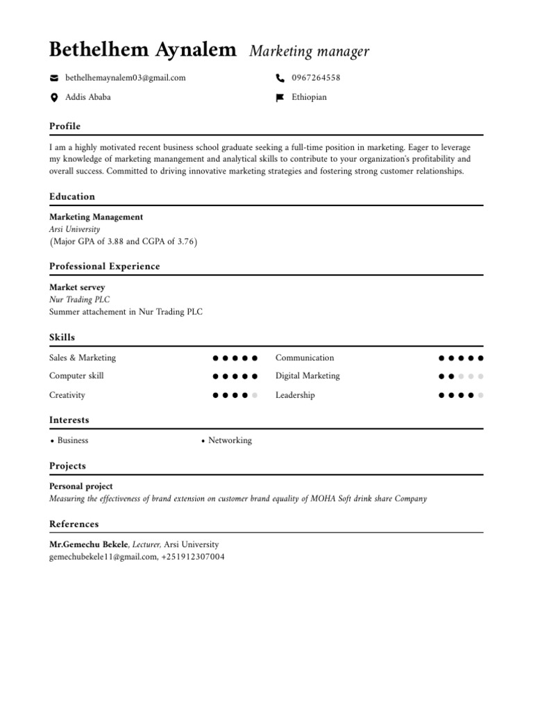 Bethelhem Aynalem FlowCV Resume 20240809 | PDF