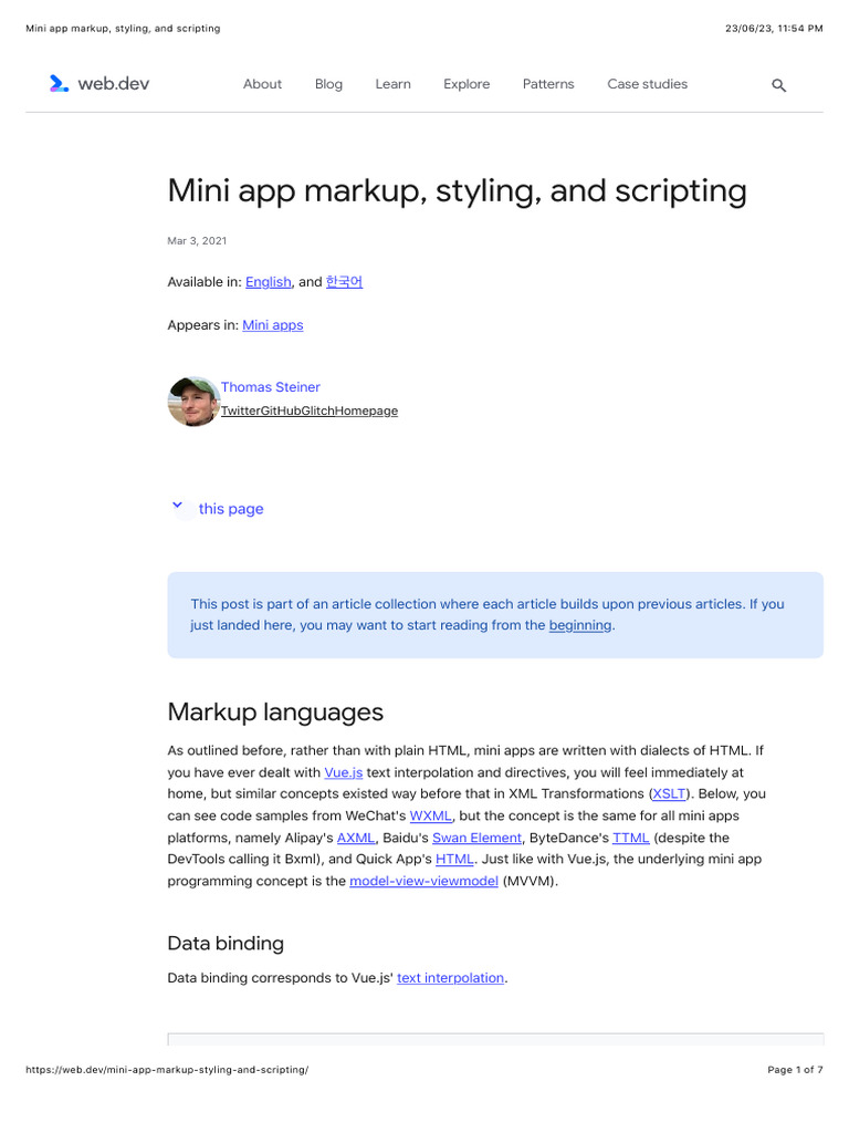 Mini App Markup, Styling, and Scripting | PDF