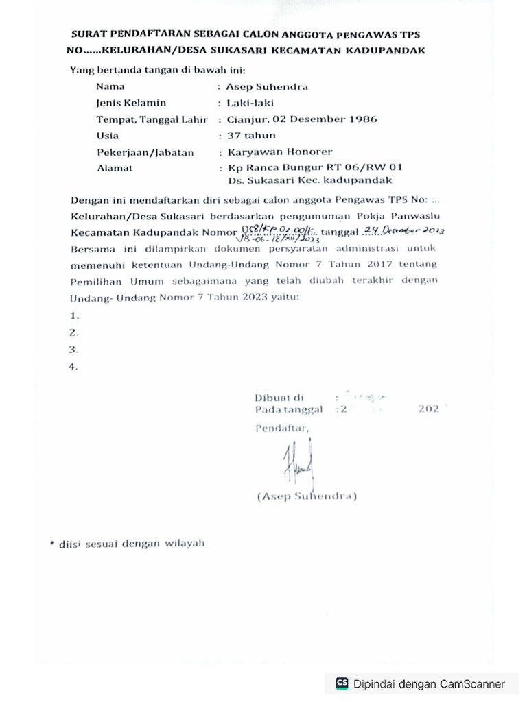 Pendaftaran Asep | PDF