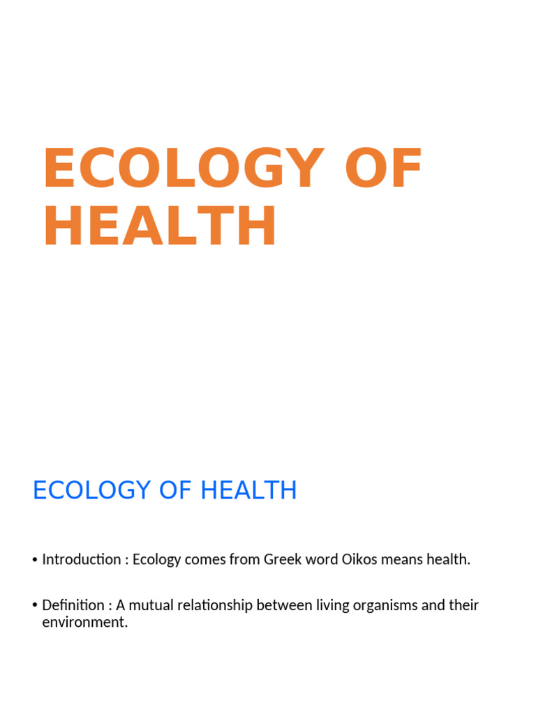 C02 P04 Ecology of Health | PDF | Ecology | Natural Environment