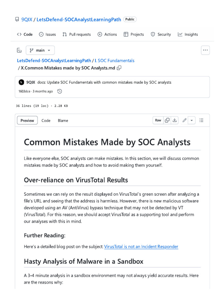 Common Mistakes Made by SOC Analysts | PDF