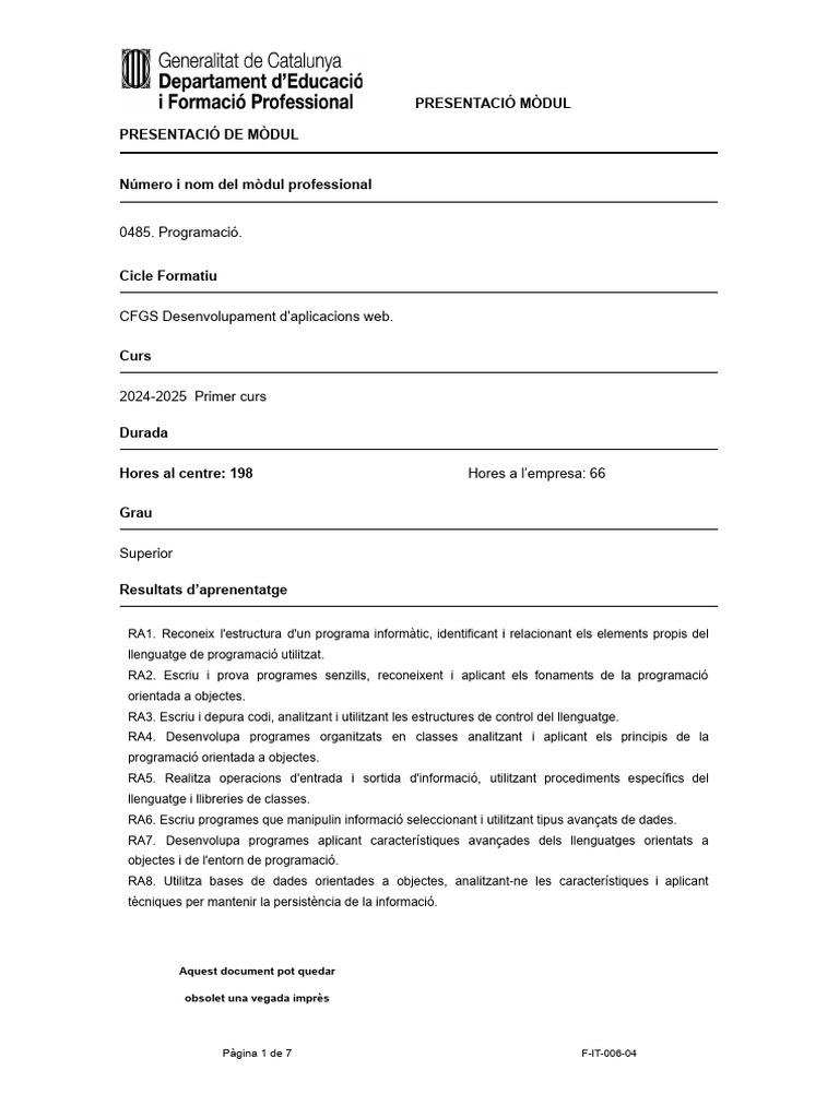 DAW1 0485 Full Presentació 2024-25.docx-1 | PDF