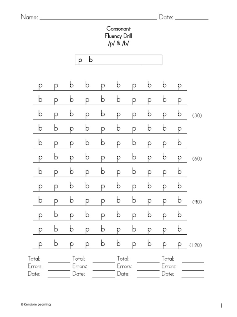 P-B Fluency Sheet | PDF