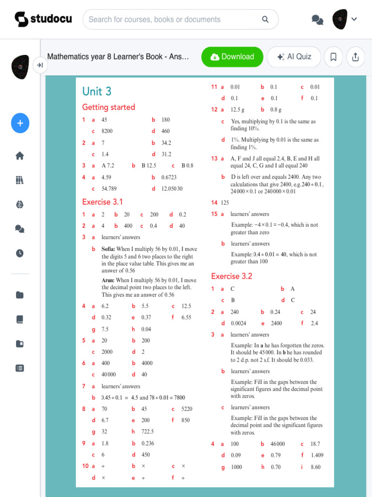 Mathematics Year 8 Learner's Book - Answers - Learner's Book Answers ...