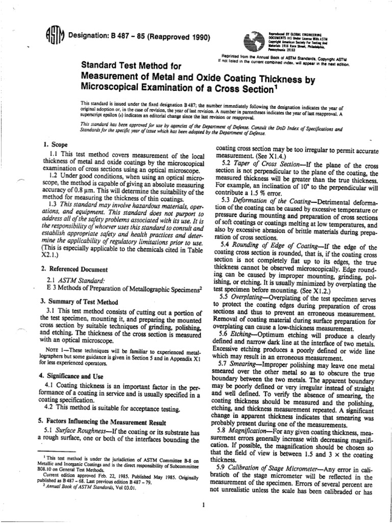 Astm B487-85 (1990) | PDF