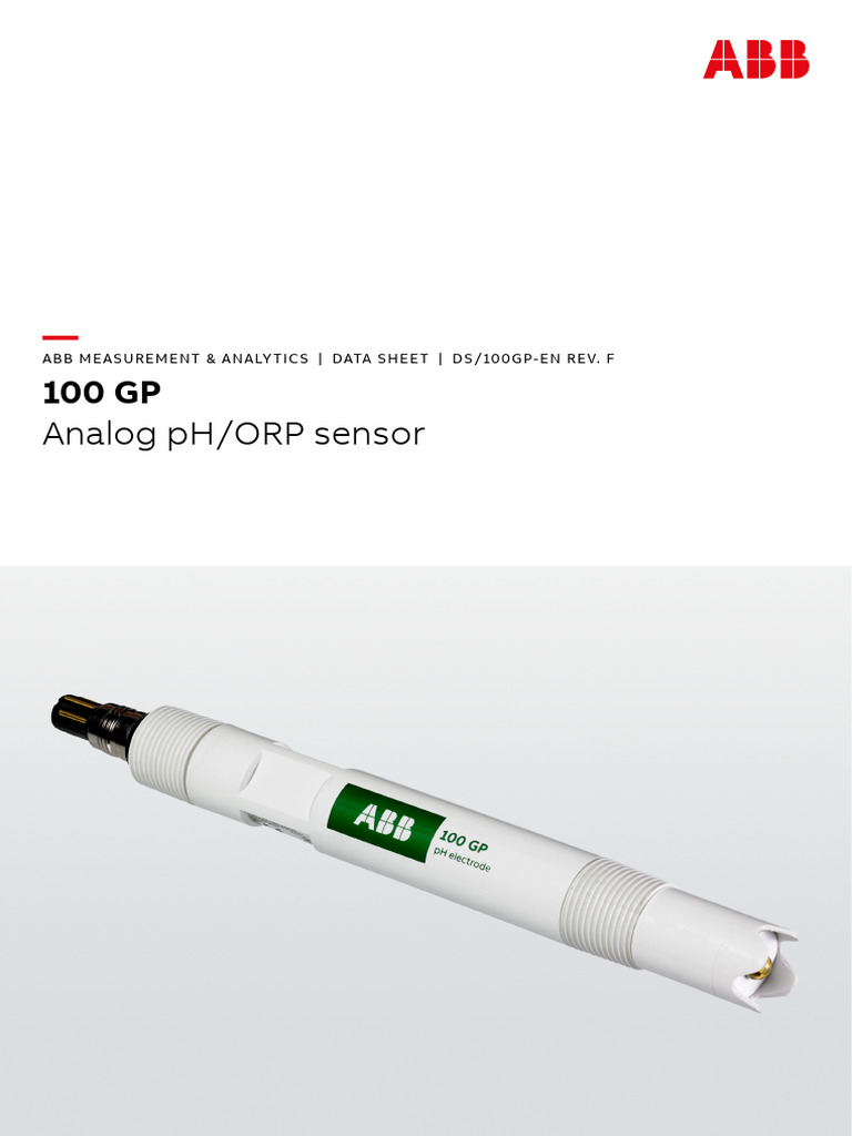 Analog pH/ORP Sensor: Abb Measurement & Analytics - Data Sheet - Ds/100Gp-En Rev. F | PDF
