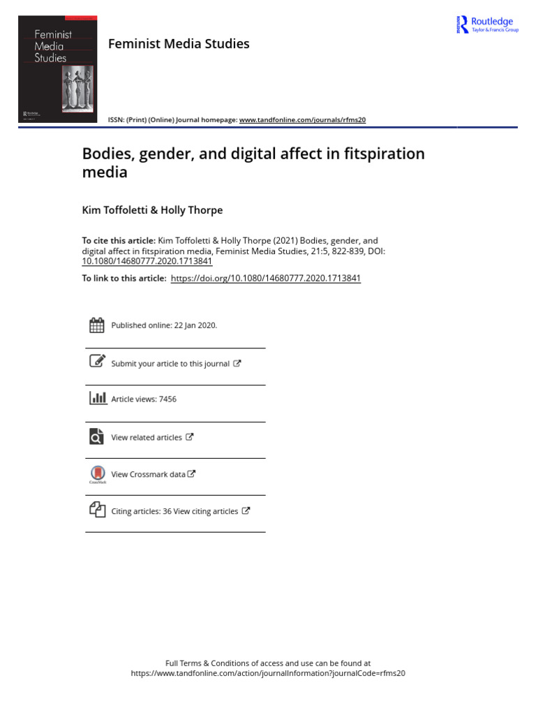 Bodies Gender and Digital Affect in Fitspiration Media | PDF
