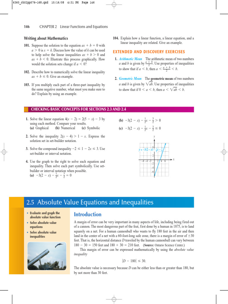 2.5 Absolute Value Equations and Inequalities: Writing About ...