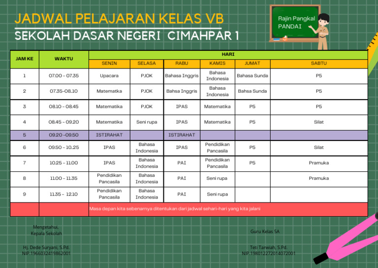 Jadwal Pelajaran Kelas Va - 20240916 - 151547 - 0000 | PDF