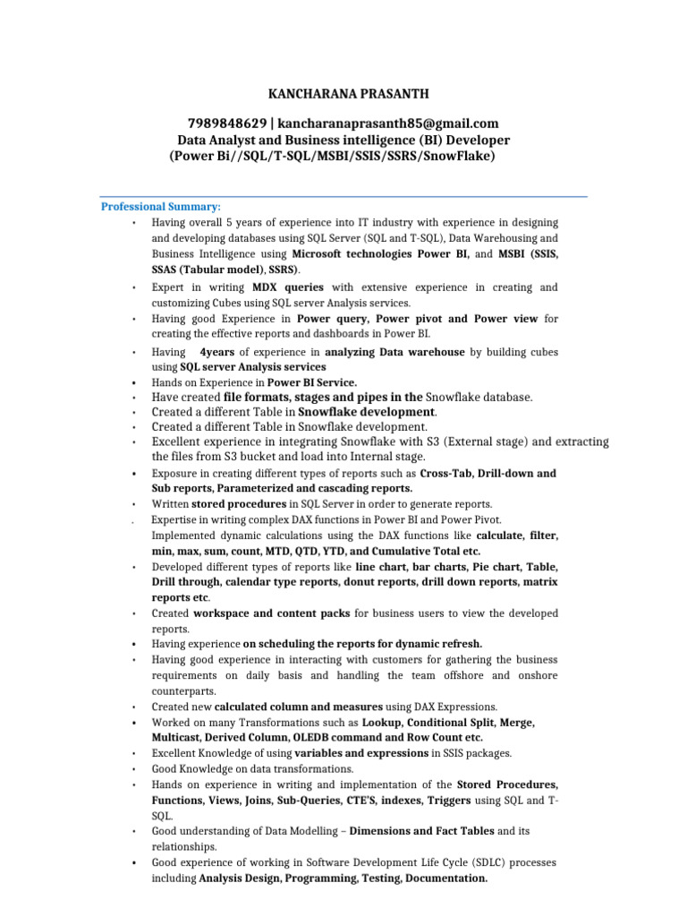 Kancharana Prasanth Data Analyst and Business Intelligence (Bi) Developer (Power Bi//Sql/T-Sql ...