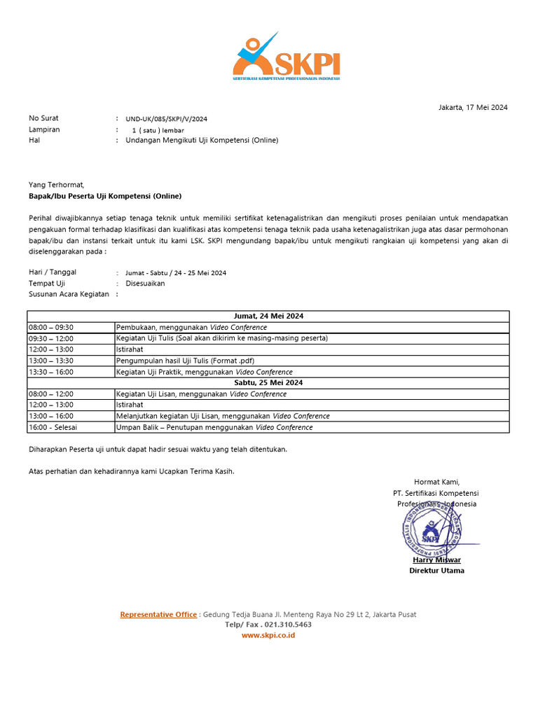 Undangan Uji Transmisi - 24-25 Mei 2024 | PDF