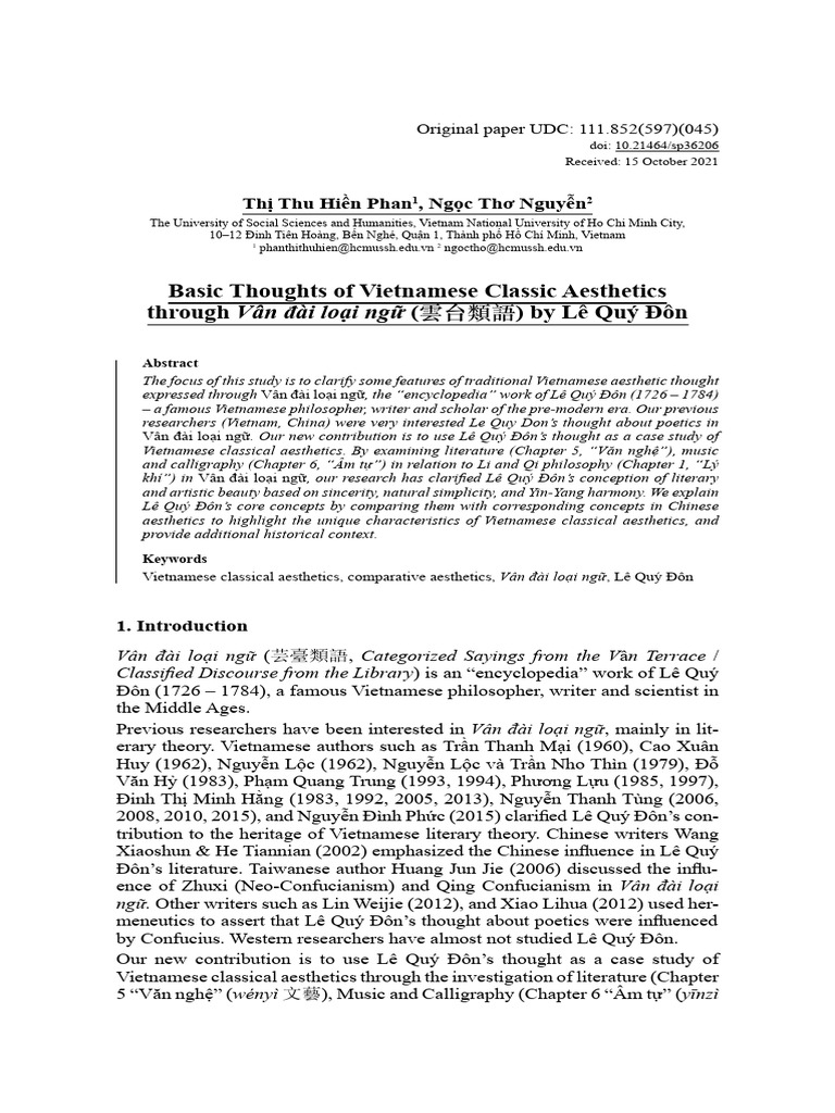 2022 PTTHien and NNTho Basic Thoughts of | PDF