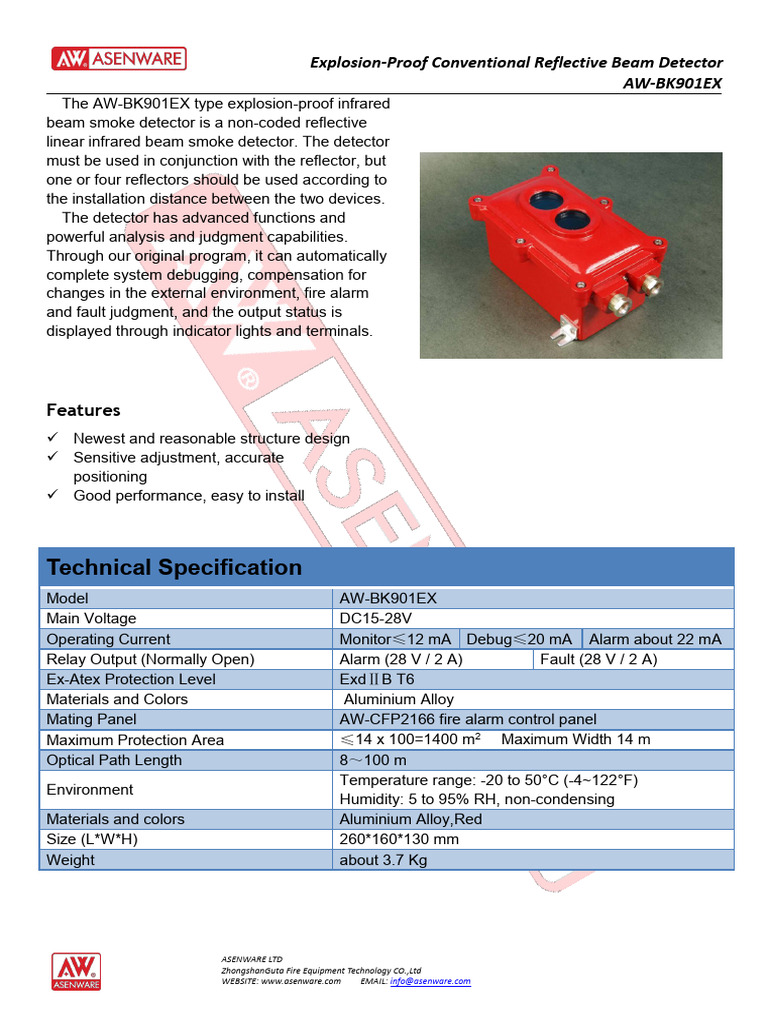 AW-BK901EX Explosion Proof Conventional Reflective Beam Detector ...