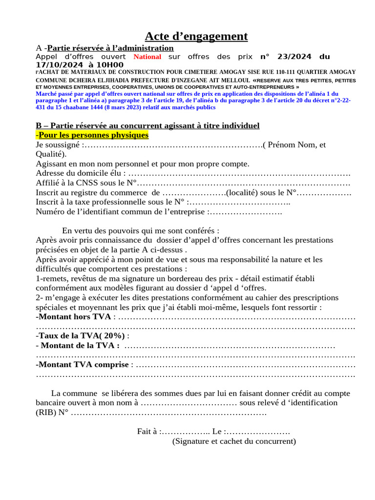Acte D Engagement | PDF