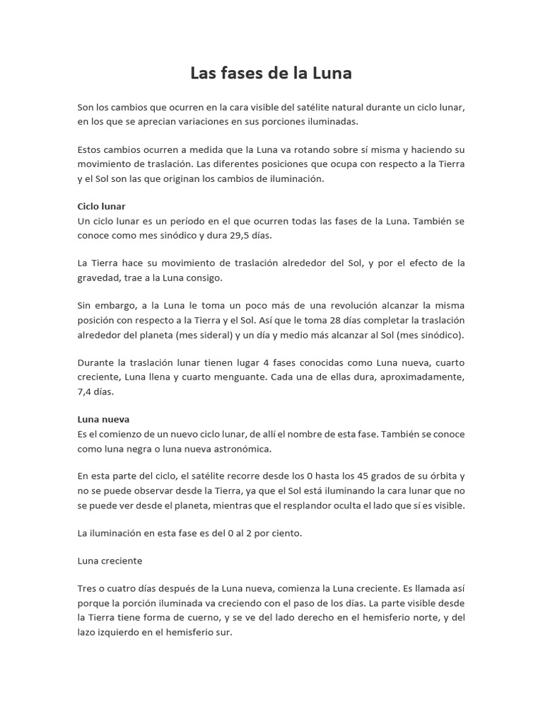 Luna y Sus Fases Con Significado | PDF