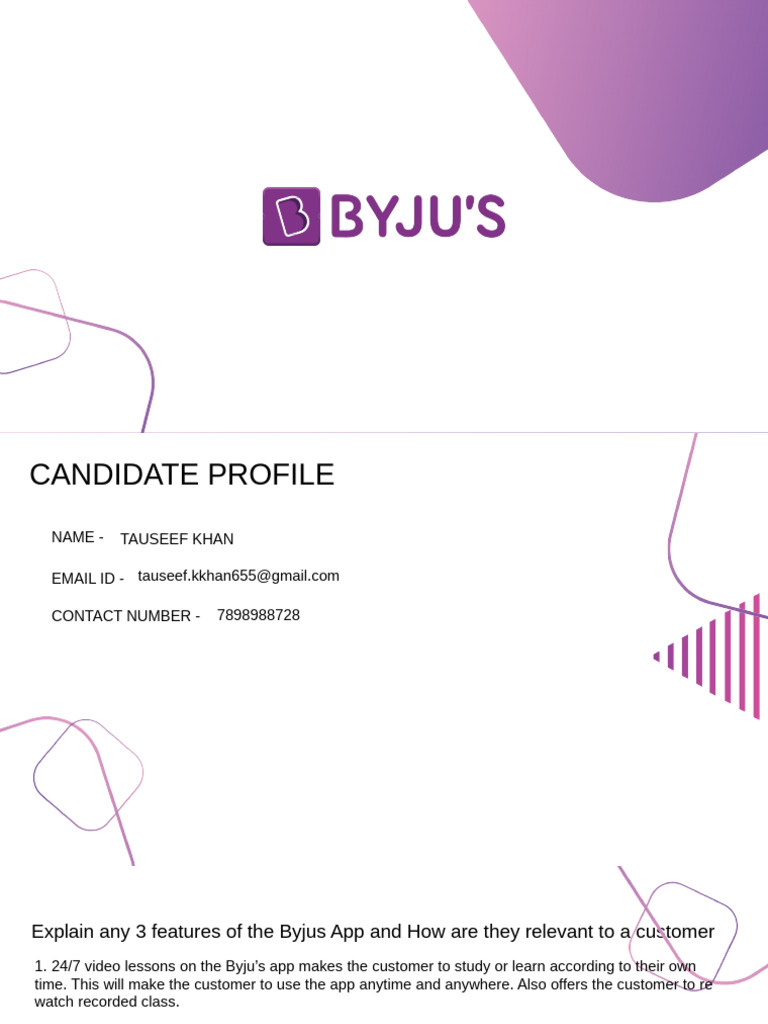 BYJUS PPT For Interview | PDF | Human Communication | Learning