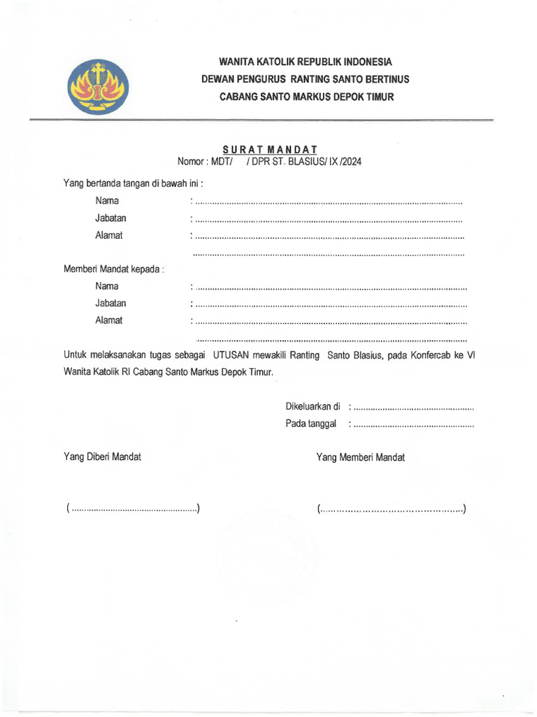Surat Mandat - Form | PDF