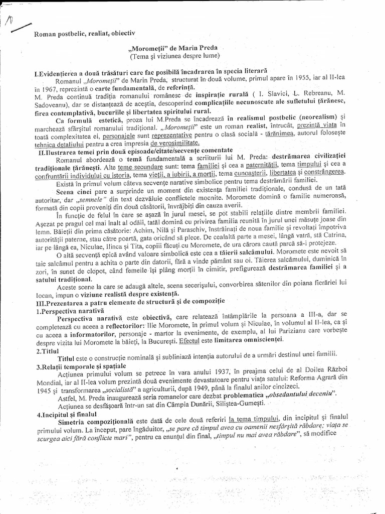 Genul Epic (M. Preda) | PDF