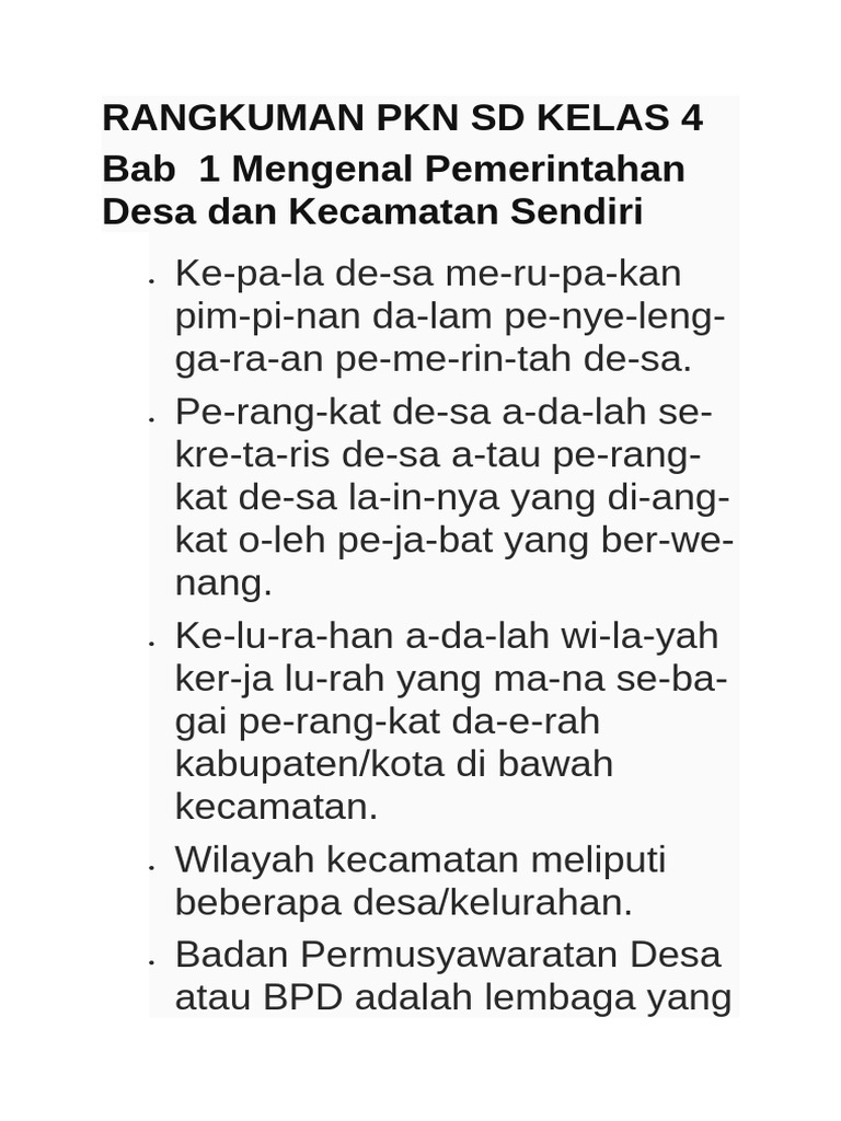 Rangkuman PKN SD Kelas 4 | PDF