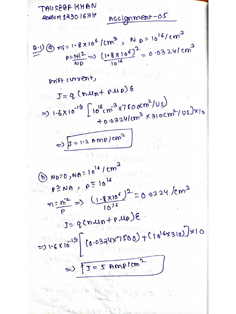 Electronic Semiconductor Devices Assignment Tutorial 5 | PDF