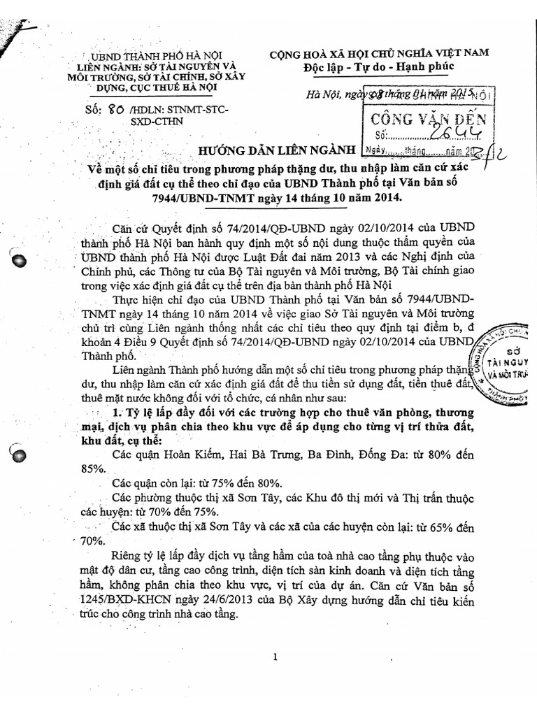 CV hướng dẫn liên ngành số 80 của UBND TP HN | PDF