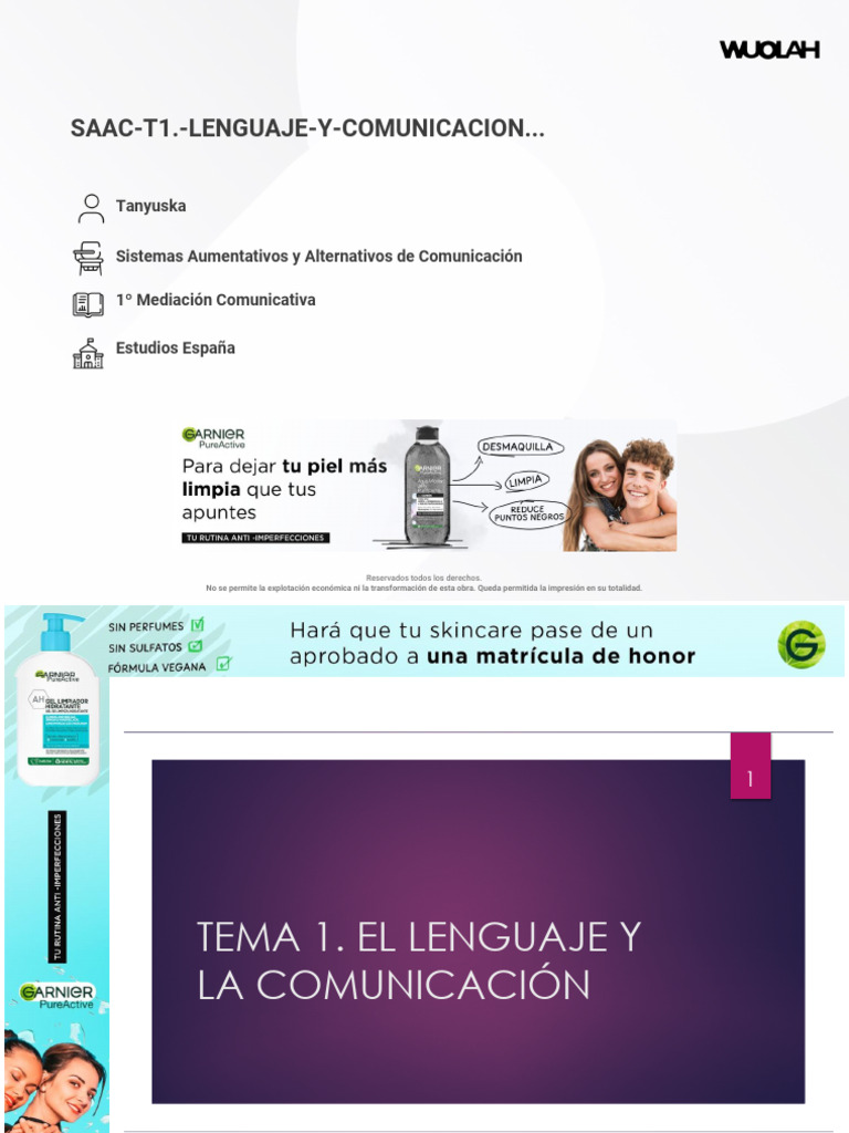 Saac T1. Lenguaje Y Comunicacion.. | PDF