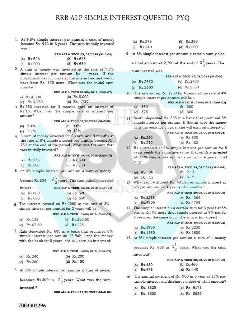 Simple Interest Alp PDF Final | PDF | Interest | Private Sector