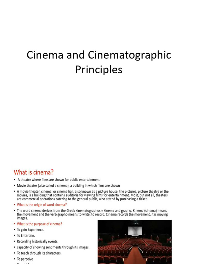 Cinema and Cinematographic Principles | PDF