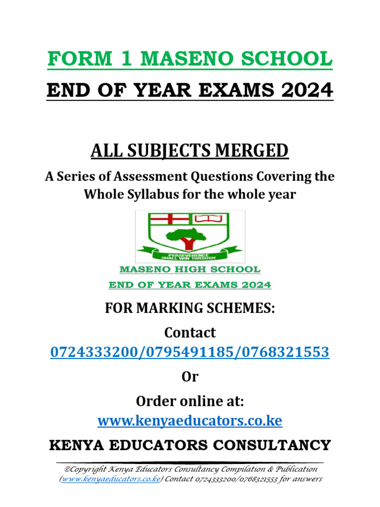 f1 Maseno School End Year Exams | PDF