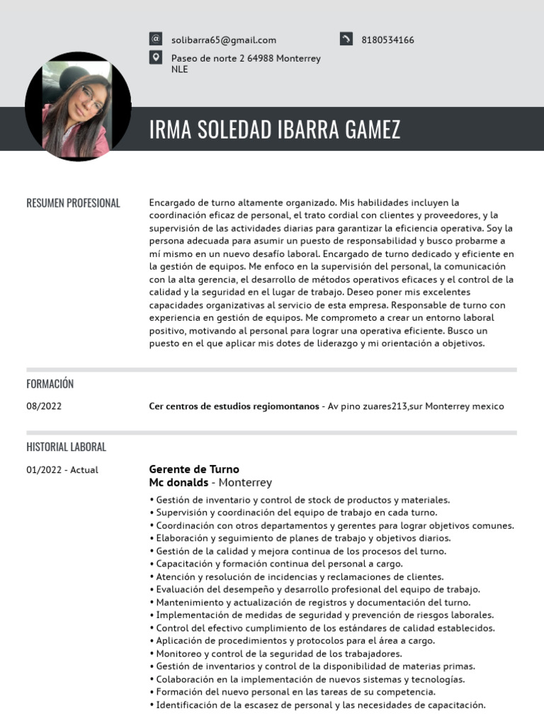 Irma Soledad Ibarra Gamez CV | PDF