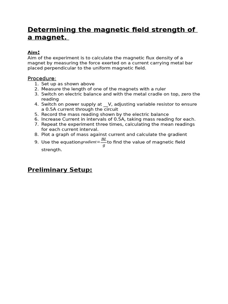 PAG Determining The Magnetic Field Strength Fo A Magnet. | PDF