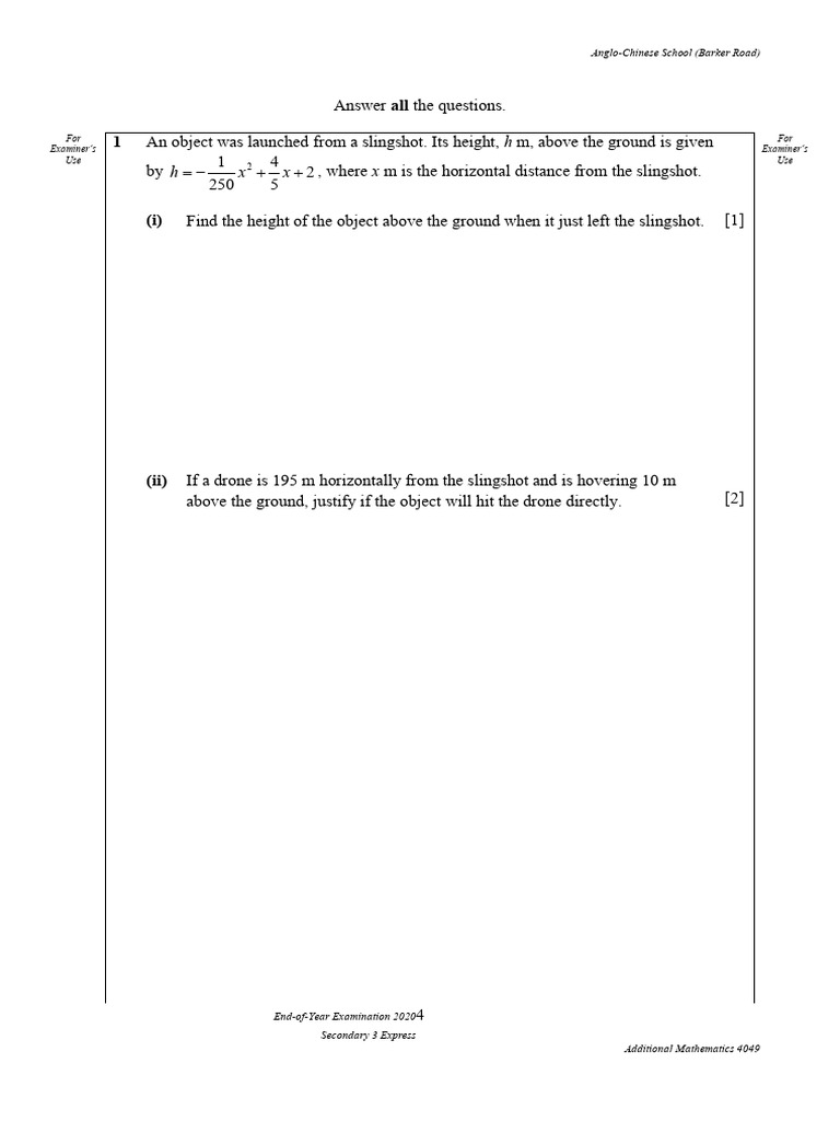 Pp8 Acsbr 2020 Eoy 3exp Add Math | PDF