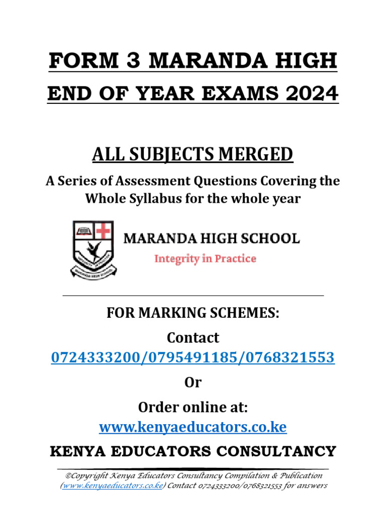 f3 Maranda Boys End Year Exams | PDF