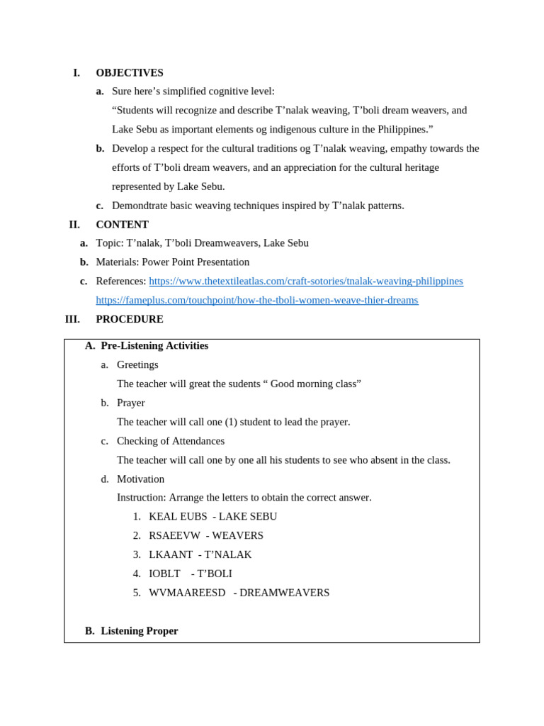 OBJECTIVES Cacai 2 | PDF